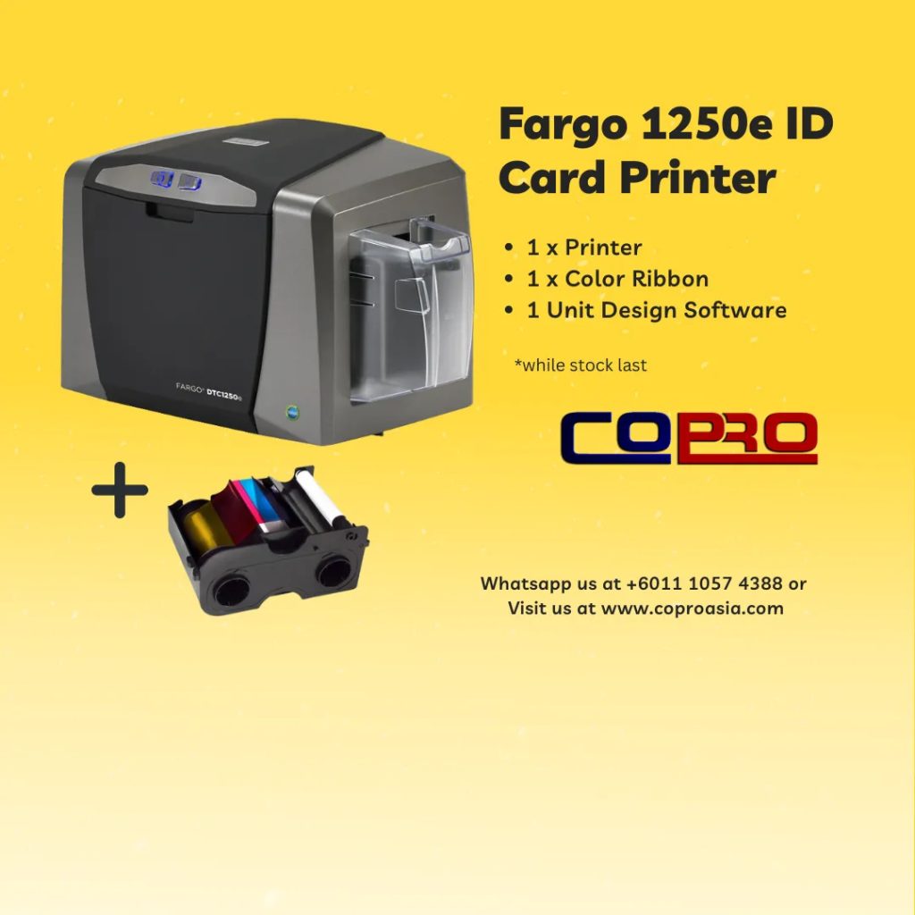 FARGO DTC 1250e PVC ID Card Printer Free Software & Consumable - Copro Asia