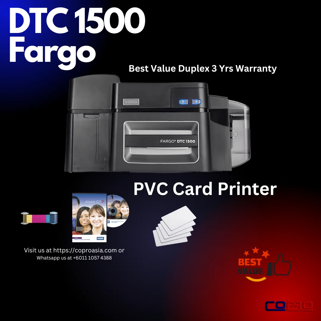 PVC Card ID Printer Fargo DTC1500 Dual-Sided Card Printer ( DUPLEX ...